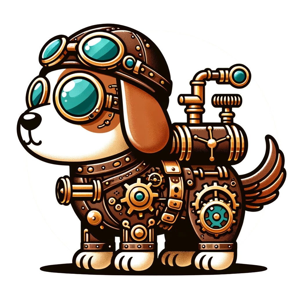 Clipart Cartoon Dogs Steampunk Cartoon-style Dogs 5 Pack - Etsy