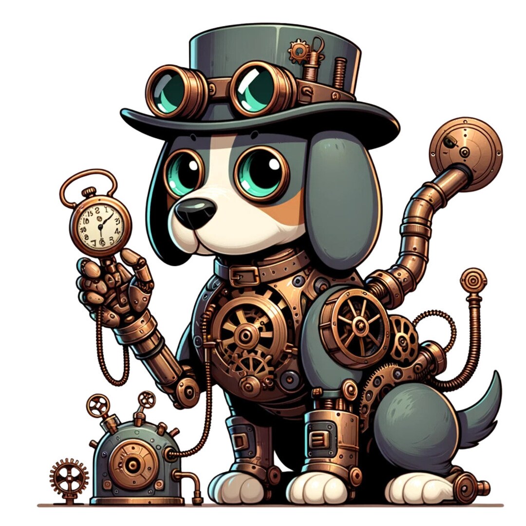 Clipart Cartoon Dogs Steampunk Cartoon-style Dogs 5 Pack - Etsy