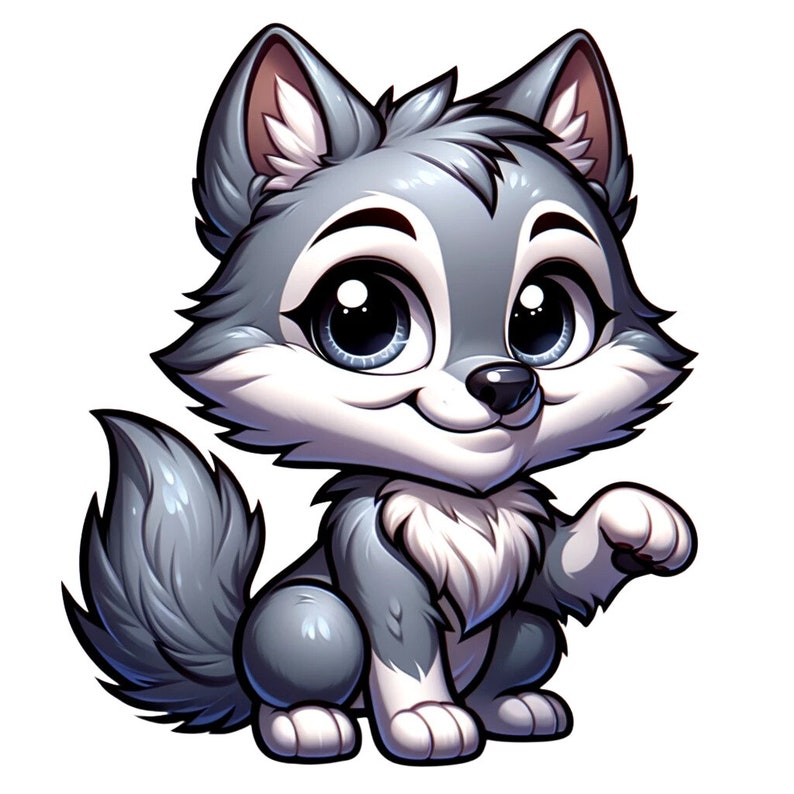 Clipart Cartoon-style Wolfs 5 Pack - Etsy