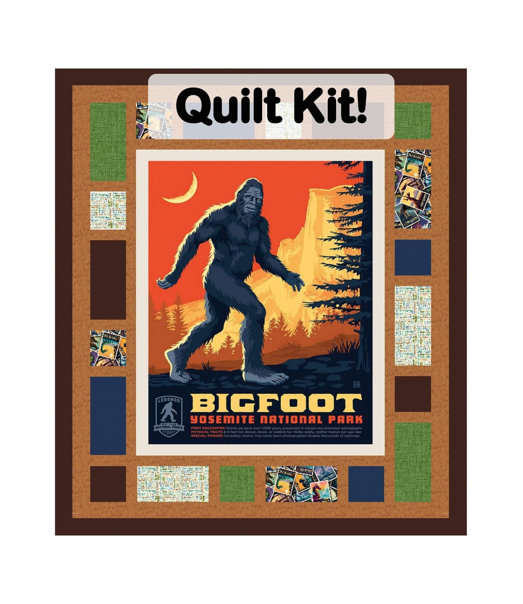 Bigfoot Quilt Kit Includes Bigfoot Panel and Pattern 57 X 65 in Throw ...
