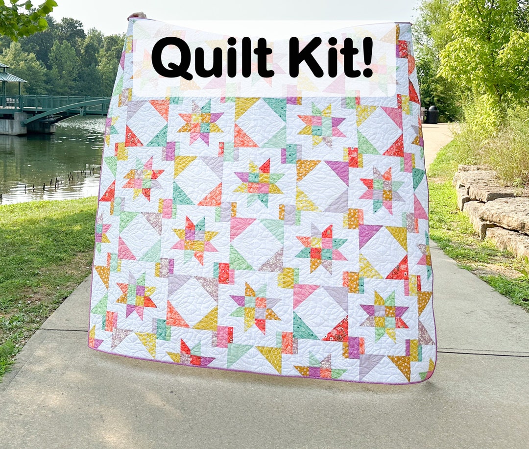 Early Hours Quilt Kit | Bright Pastel Quilt Large Throw, Includes ...
