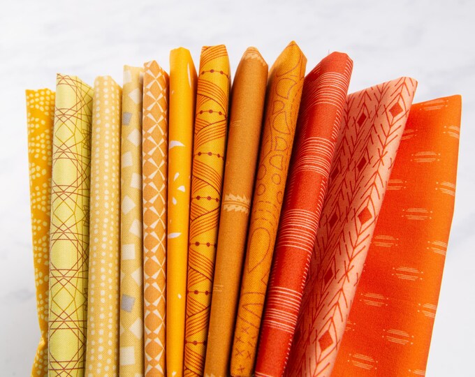 Curated 12 Fat Quarter Bundle | Stash Builder Harvest Gold - Yellows ...