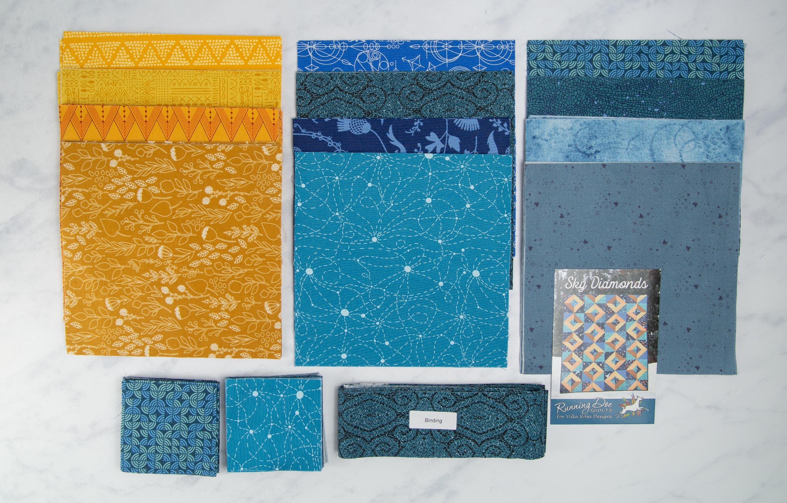 Precut Quilt Kit- Ready to Sew! | Sky Diamonds Blue/gold Quilt Kit ...
