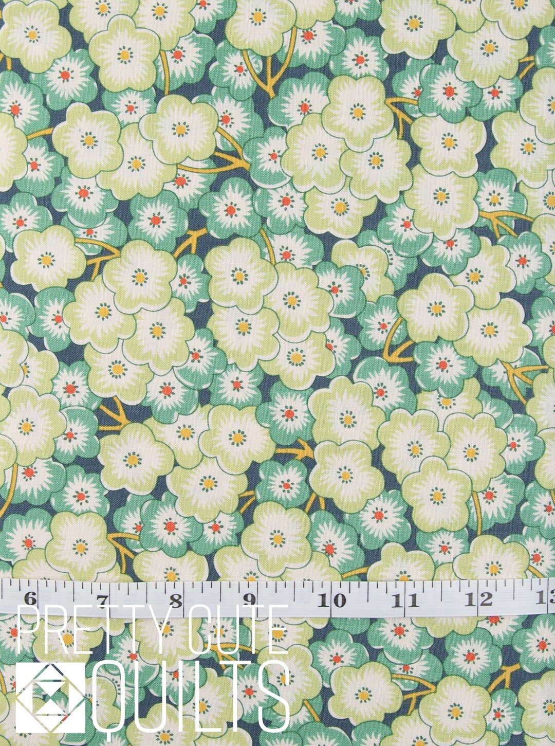 Sweet Ride Cherry Blossoms in Jade A-446-G by Laundry Basket Quilts for ...