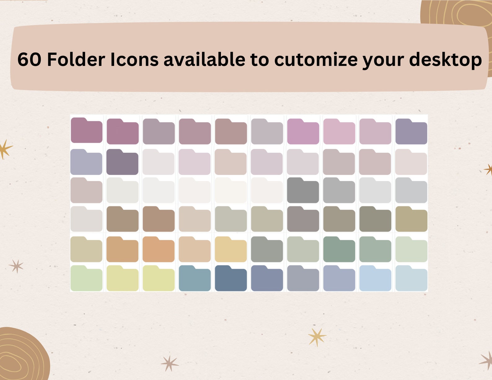 2024-2025 Boho Style Desktop Wallpaper Organizer + Folder Icons (for ...