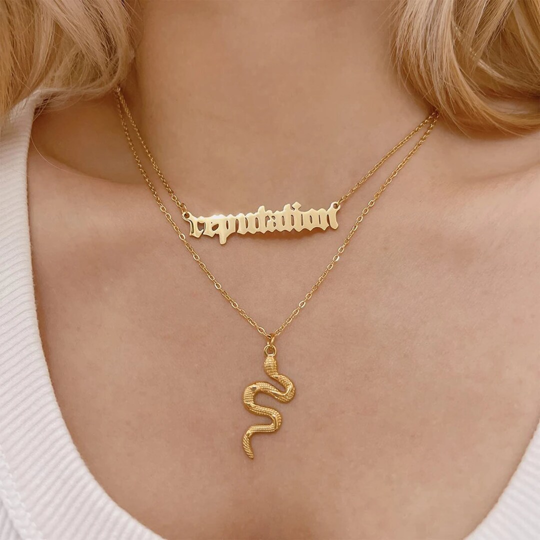 TS Inspired Eras Tour Reputation Snake Necklace, Double Pendant Choker ...