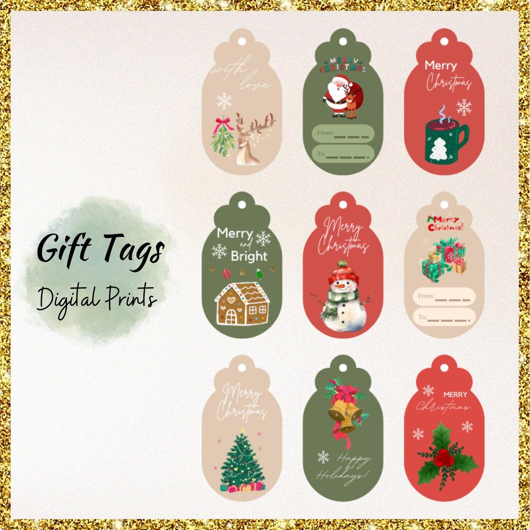 Printable Christmas Gift Tags,printable Merry Christmas Gift Tags,diy ...