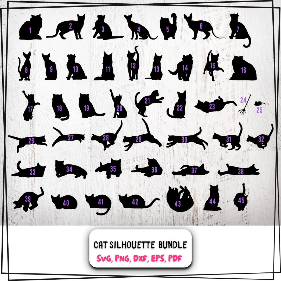 Cat Silhouette Cat SVG Cat Head PNG Cat Cut Files Cat Design Kitten Svg ...