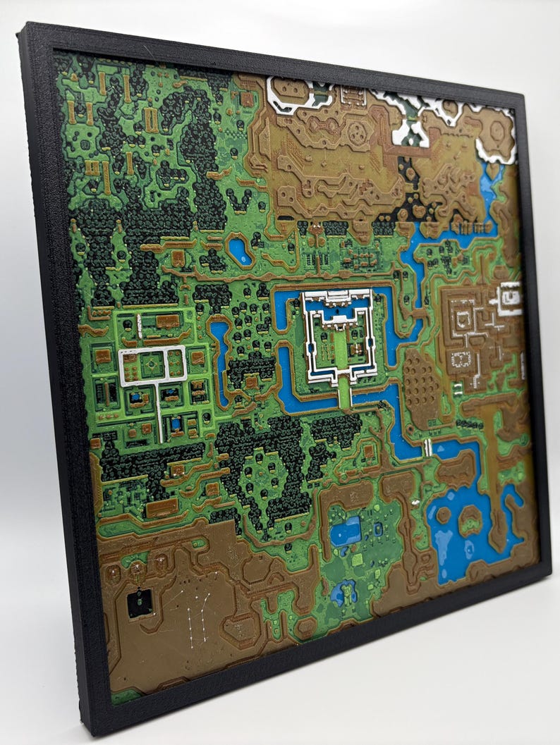 Zelda Link to the Past Map Wall Art – 3D Printed Hyrule Overworld SNES ...