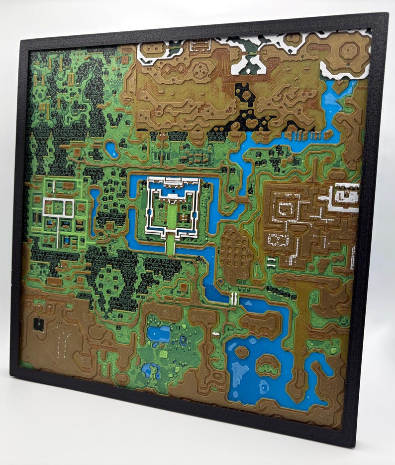 Zelda Link to the Past Map Wall Art – 3D Printed Hyrule Overworld SNES ...