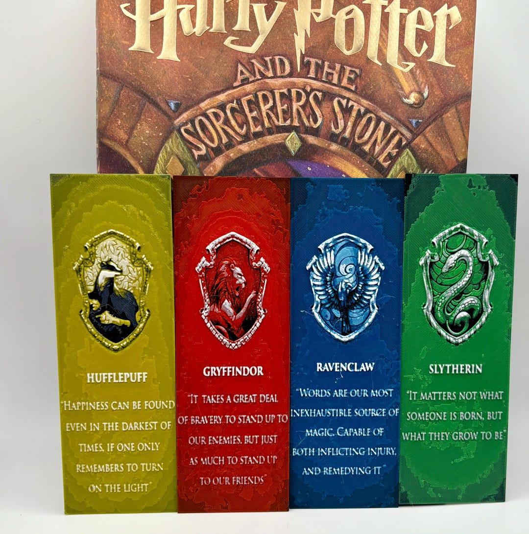 Hogwarts Bookmarks Set 3D Printed Crests & Quotes - Harry Potter Fan ...