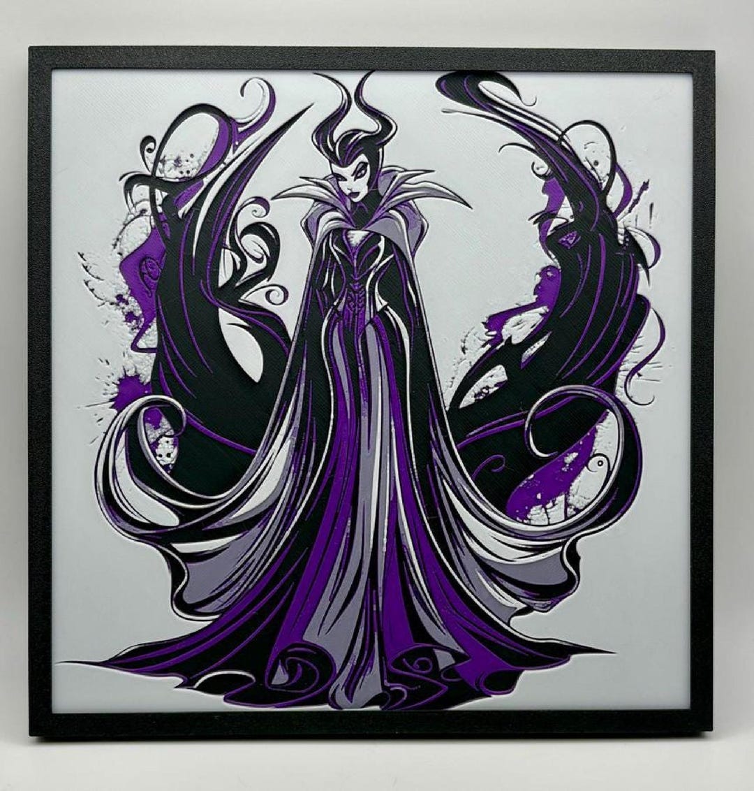 Maleficent Decor 3D Printed Wall Art – Framed Disney Villain Decor With ...