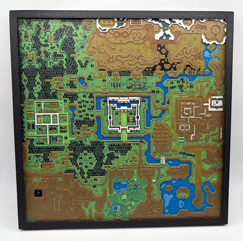 Zelda Link to the Past Map Wall Art – 3D Printed Hyrule Overworld SNES ...