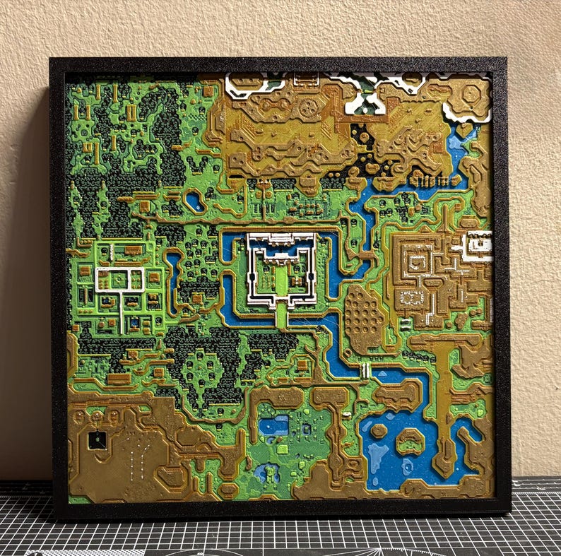3D Printed Zelda Link to the Past Map Wall Art SNES Hyrule Overworld ...