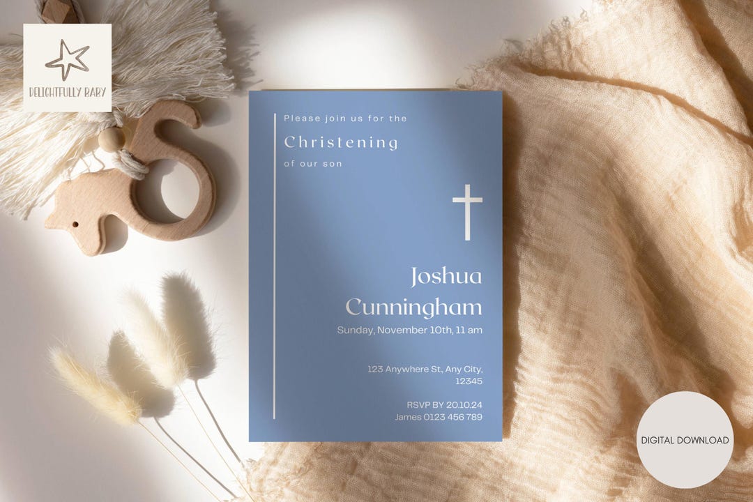 Baby Dedication | Baby Baptism | Christening Invitation | Baby Boy ...