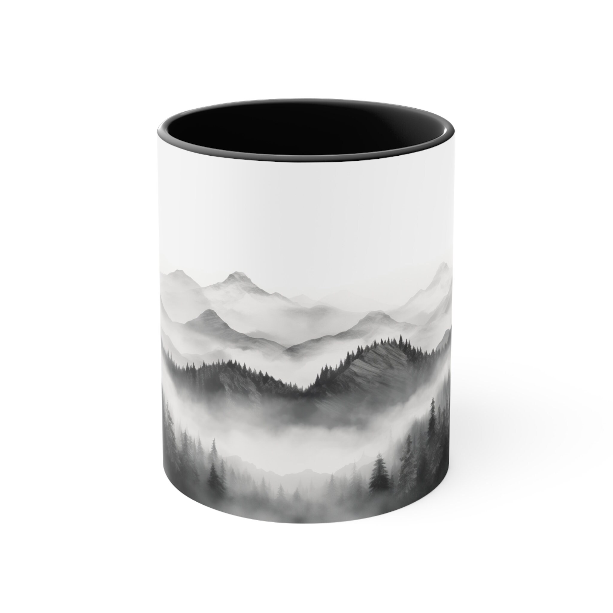Mountain Mug, Scenic Outdoor Mountain Range Coffee Mug, Forest Mug ...