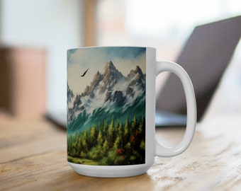 Sage Green Mug Forest Landscape Mug Mountain Nature Mug Minimalist Art ...