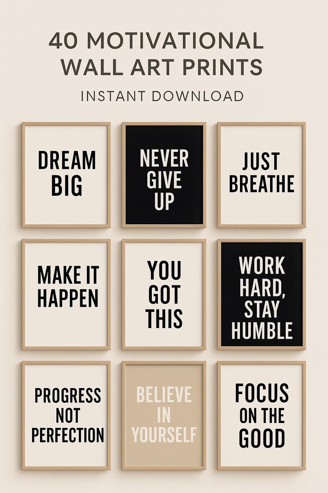 37 Motivational Quotes Wall Art Bundle | Printable Posters | Minimalist ...