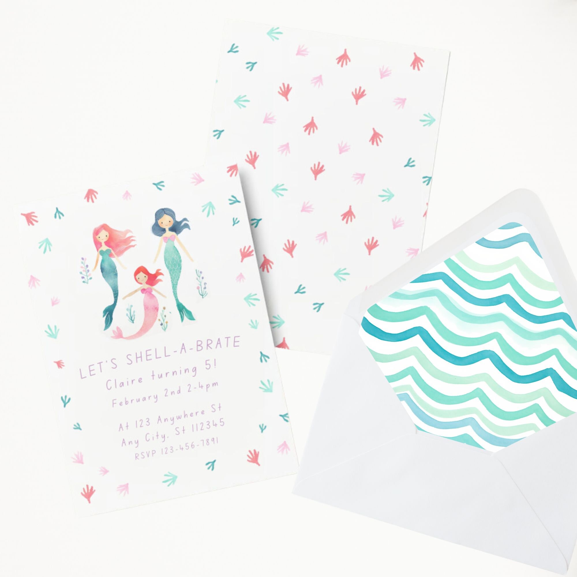Mermaid Shell-a-brate Birthday Invitation - Etsy