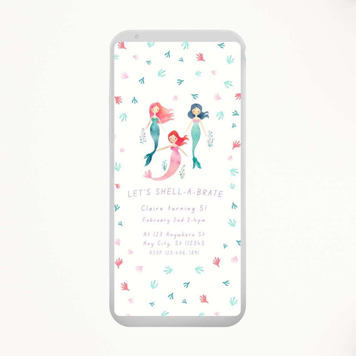 Mermaid Shell-a-brate Birthday Invitation - Etsy