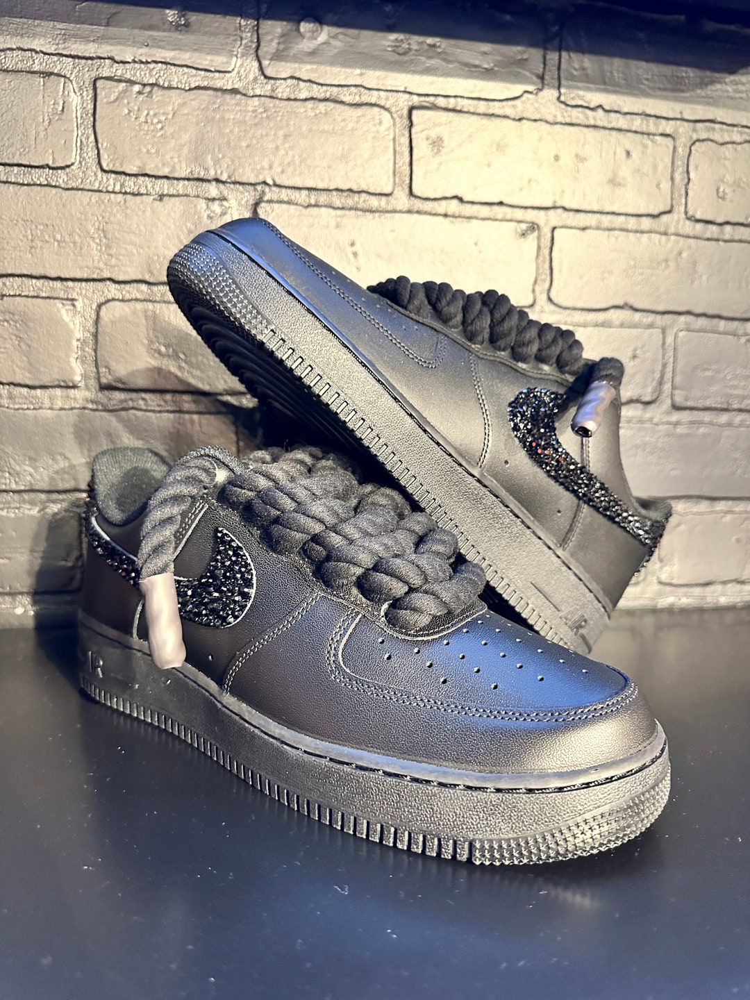 Custom Air Force 1 With Rope Laces and Swarovski Checks - Etsy