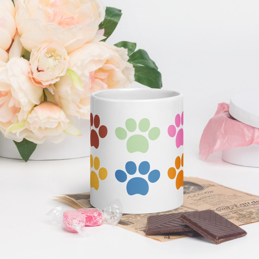 Paw Print Mug, Tea and Coffee Cup, Heartwarming Cup, Pet Graphic Design ...