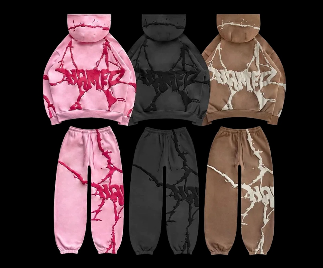 Y2K Tracksuits Streetwear Pant Sets Y2k Pink New Outfit Pants and Zipper Hoodies Two Piece Set ...