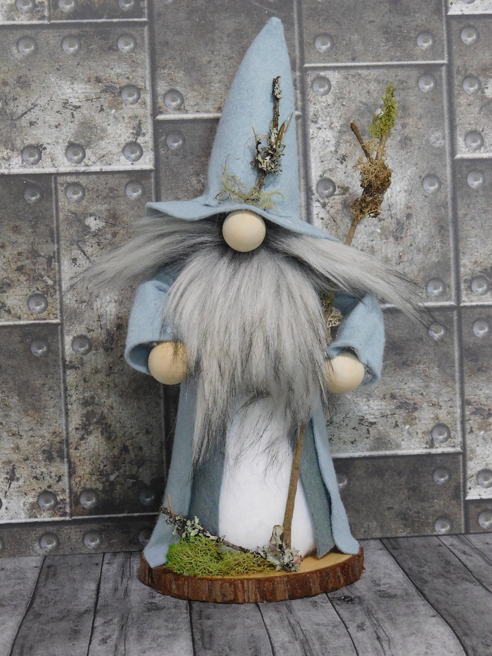 Woodland Wizard Gnome, Wizard Gnome, Woodland Wizard in Blue/gray ...