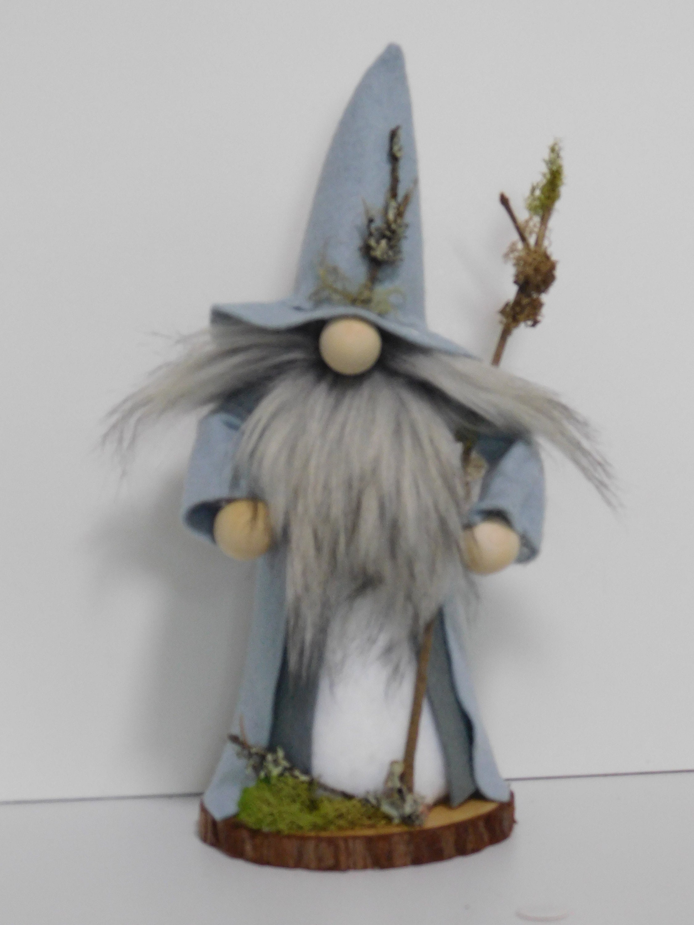 Woodland Wizard Gnome, Wizard Gnome, Woodland Wizard in Blue/gray ...