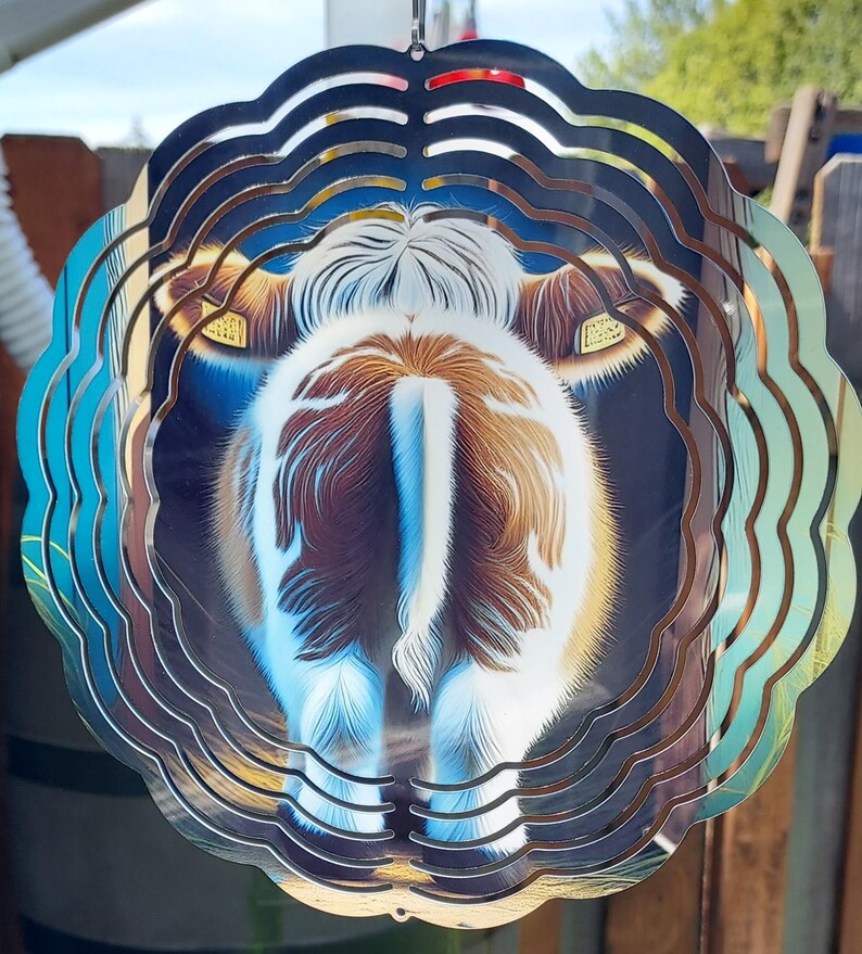 Highland Cow Baby Wind Spinner, Front and Back, Outdoor Decor - Etsy