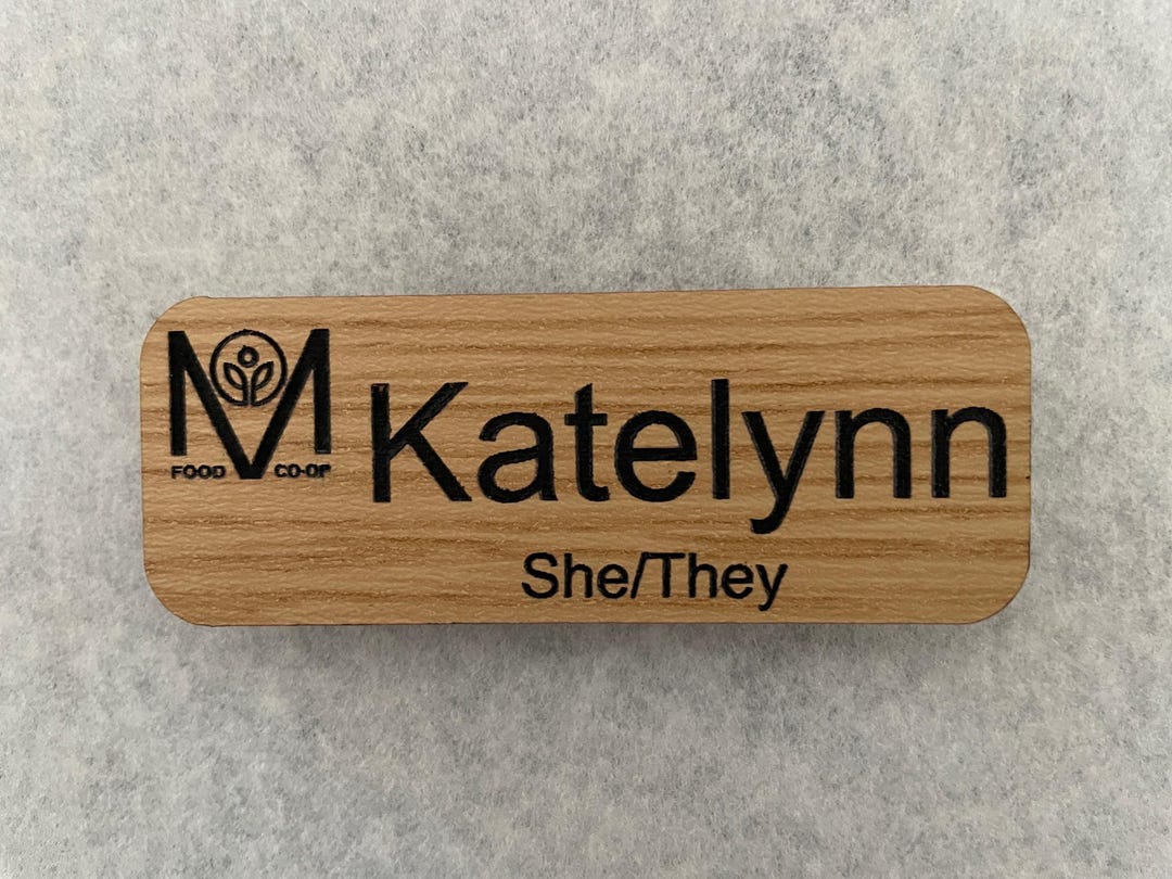 Custom Business Name Tag, Laser Engraved MDF, Magnetic - Etsy