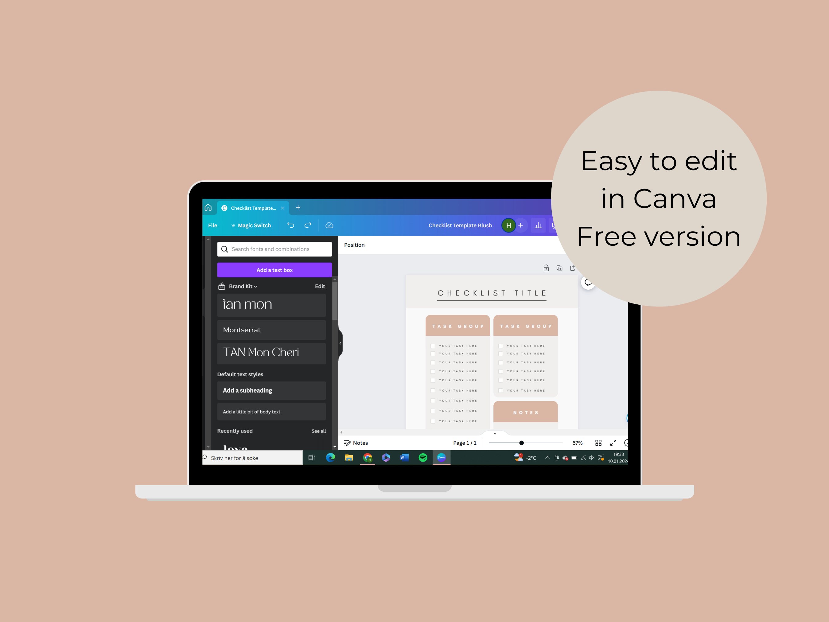 Checklist Template Canva - to Do List - Task List - A4/a5/letter/half ...