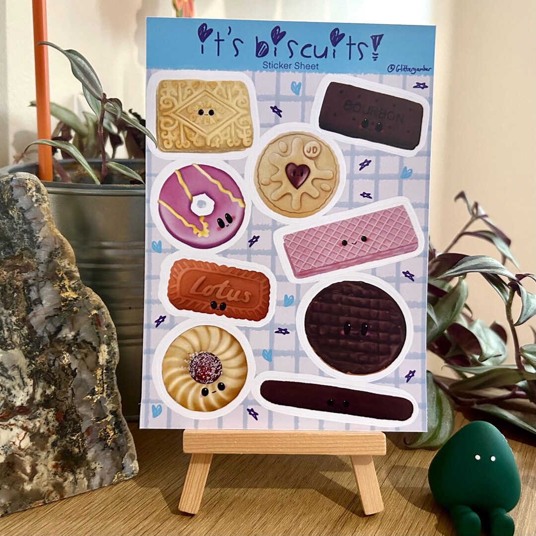 Biscuit Sticker Sheet - 9 Kiss Cut Stickers | Party Ring, Bourbon ...