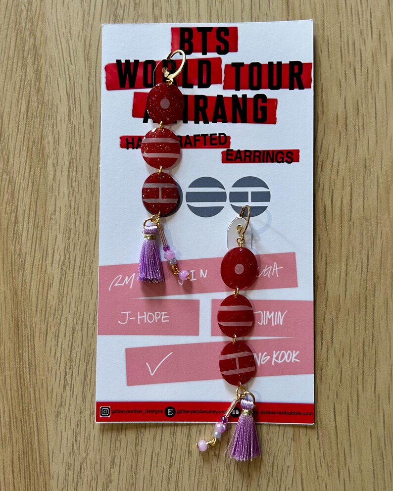 BTS Red Earrings | Arirang World Tour Jungkook Korea Norigae Purple ...