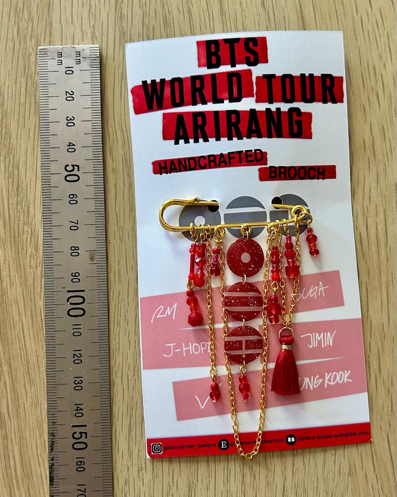 BTS Red & Gold Arirang | Hooligan Themed Brooch Decorative Safety Pin ...