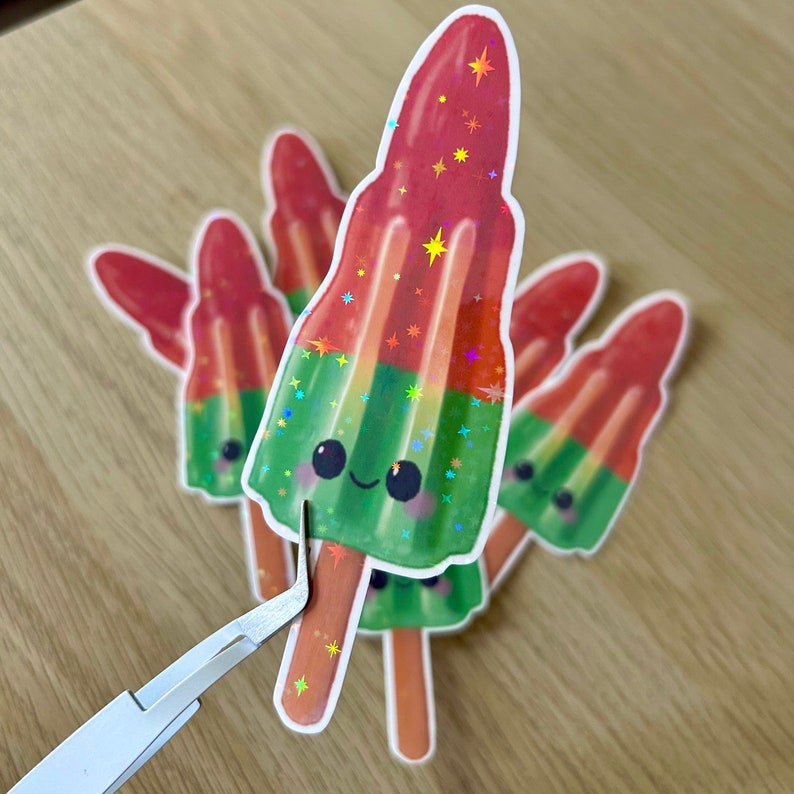 Retro Rocket Ice Lolly Popsicle Sticker |holographic Laminated Vinyl - Etsy