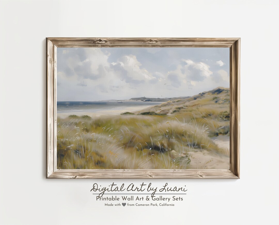 PRINTABLE Seaside Coastal Beach Landscape Painting Muted Tone Beach ...
