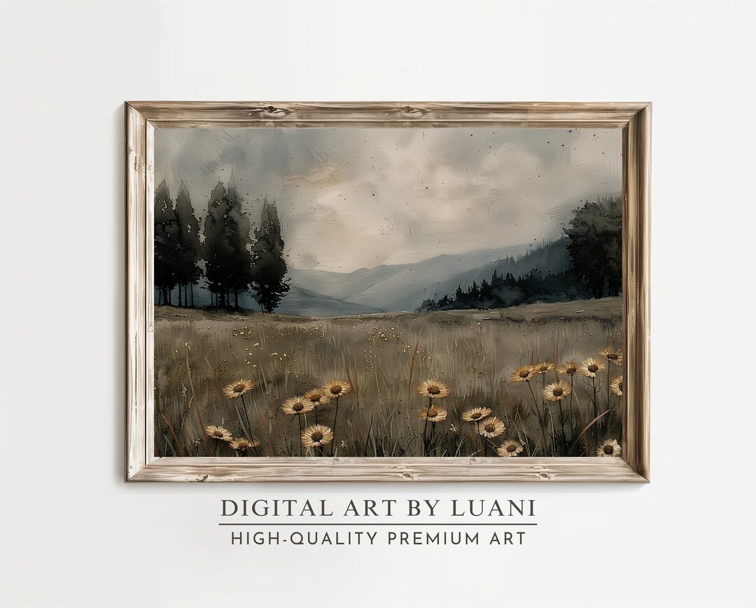 Floral Landscape Painting: Impressionist Wildflower Field (digital ...