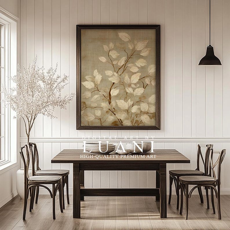 Sepia Leaf Drawing: Vintage Botanical Print for Neutral Decor (digital ...