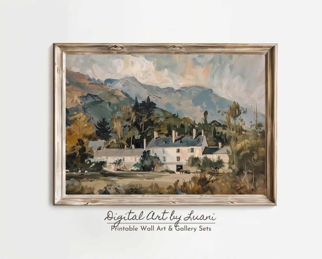 Vintage European Villa Landscape Wall Art French County Painting ...