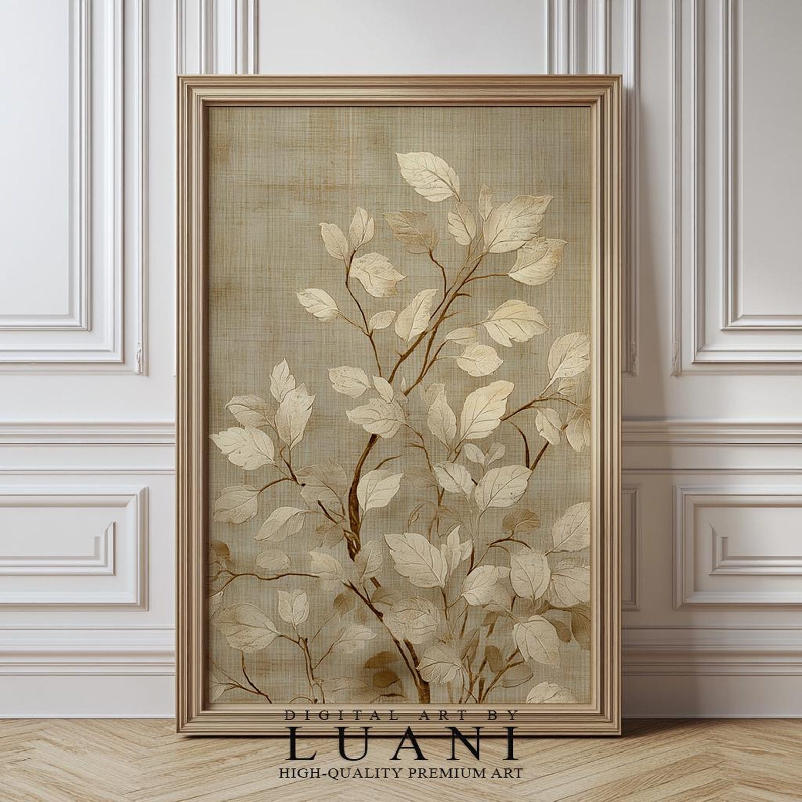 Sepia Leaf Drawing: Vintage Botanical Print for Neutral Decor (digital ...