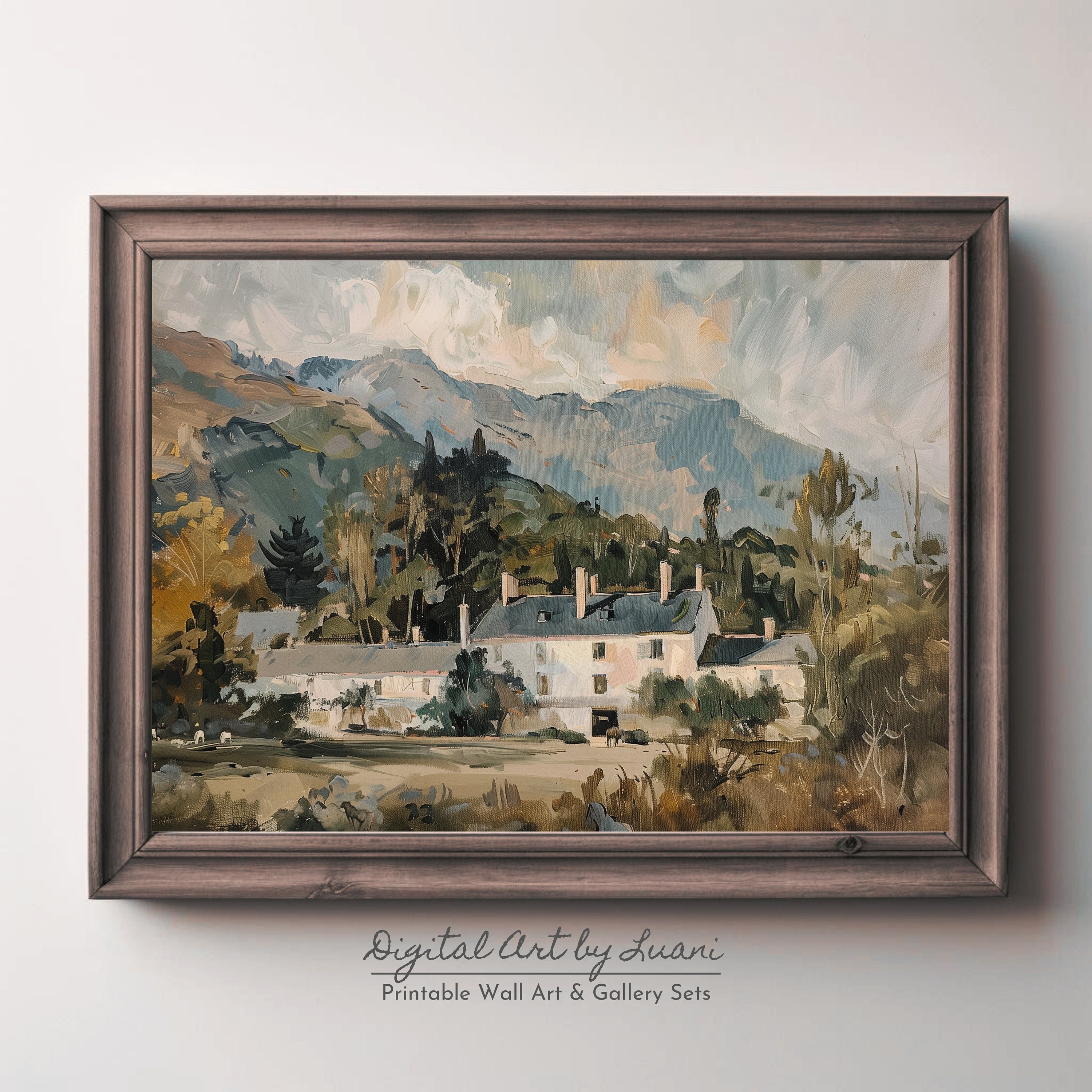 Vintage European Villa Landscape Wall Art French County Painting ...