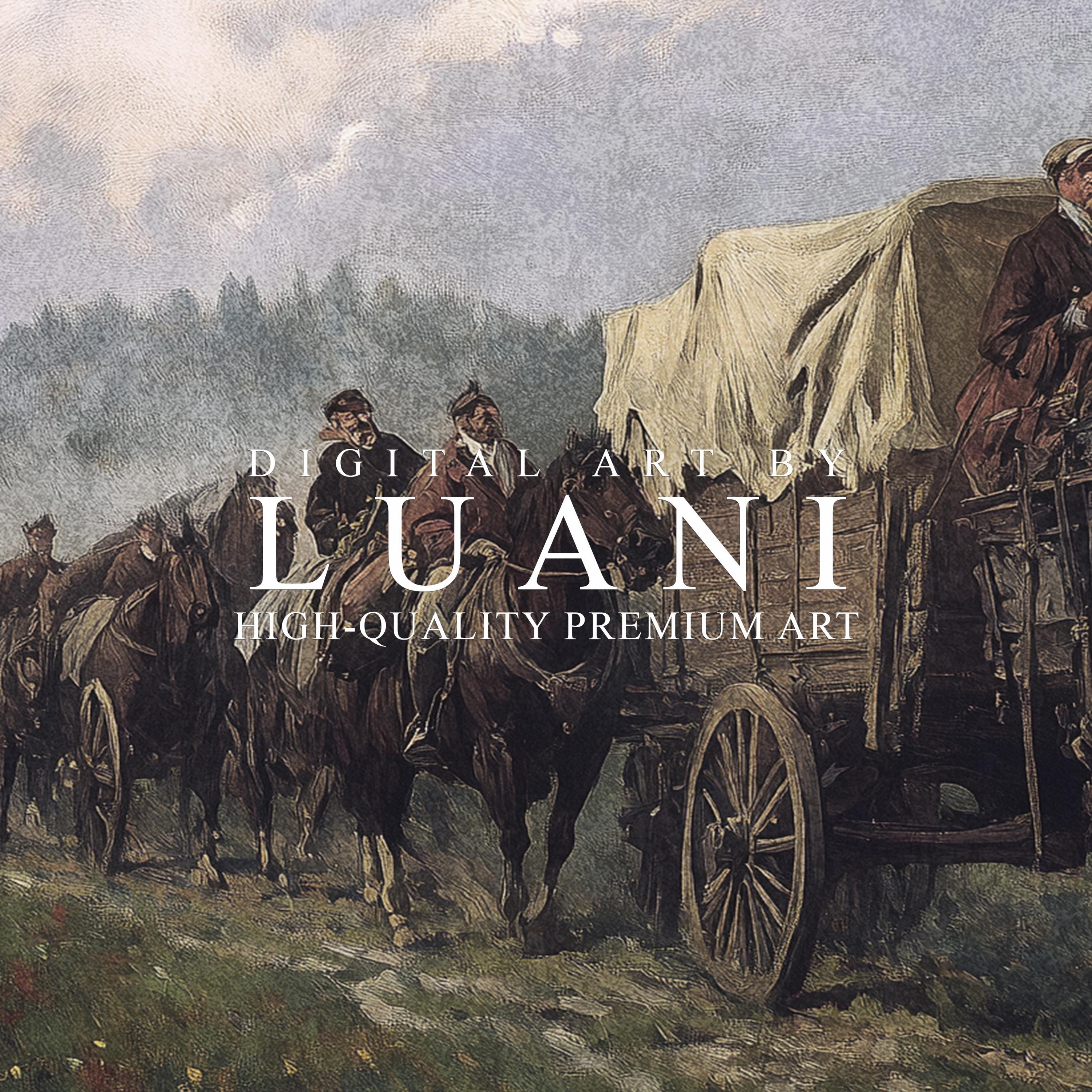 Vintage Wagon Train Art Print: Rustic Western Americana Decor (digital ...