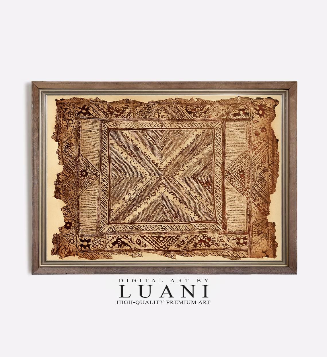 Tongan Ngatu Tapa Cloth Print, Vintage Polynesian Wall Art (digital ...