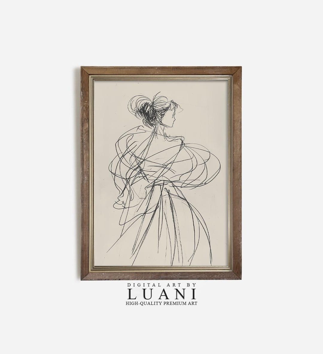 Female Figure Sketch Art Print Rodin Style Line Drawing Minimalist ...