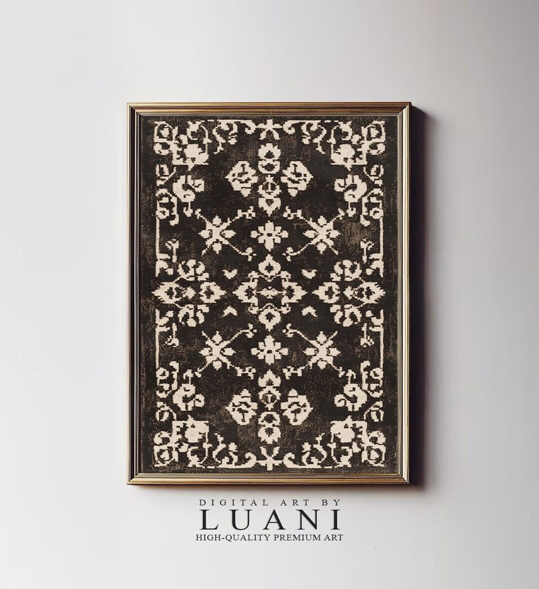 Minimalist Polynesian Wall Art Black and Cream Oriental Digital ...