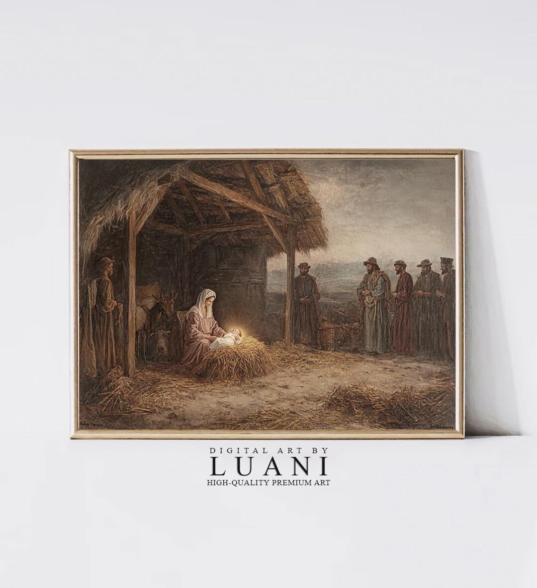 Rustic Nativity Scene Print: Holy Family Manger Art (digital Download ...
