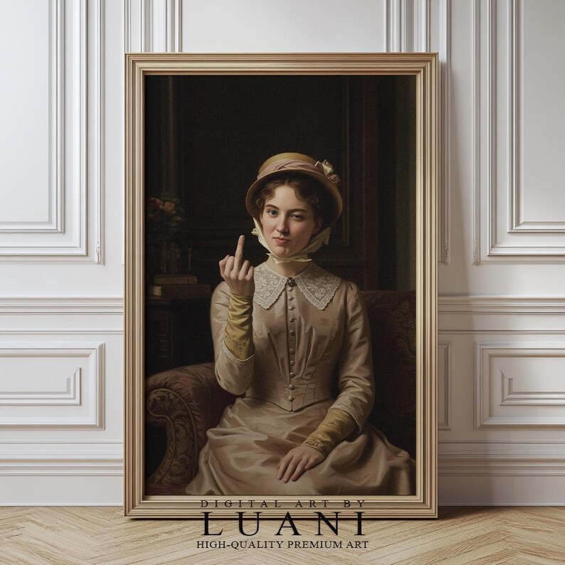 Funny Victorian Woman Middle Finger Art Print: Humorous Antique ...