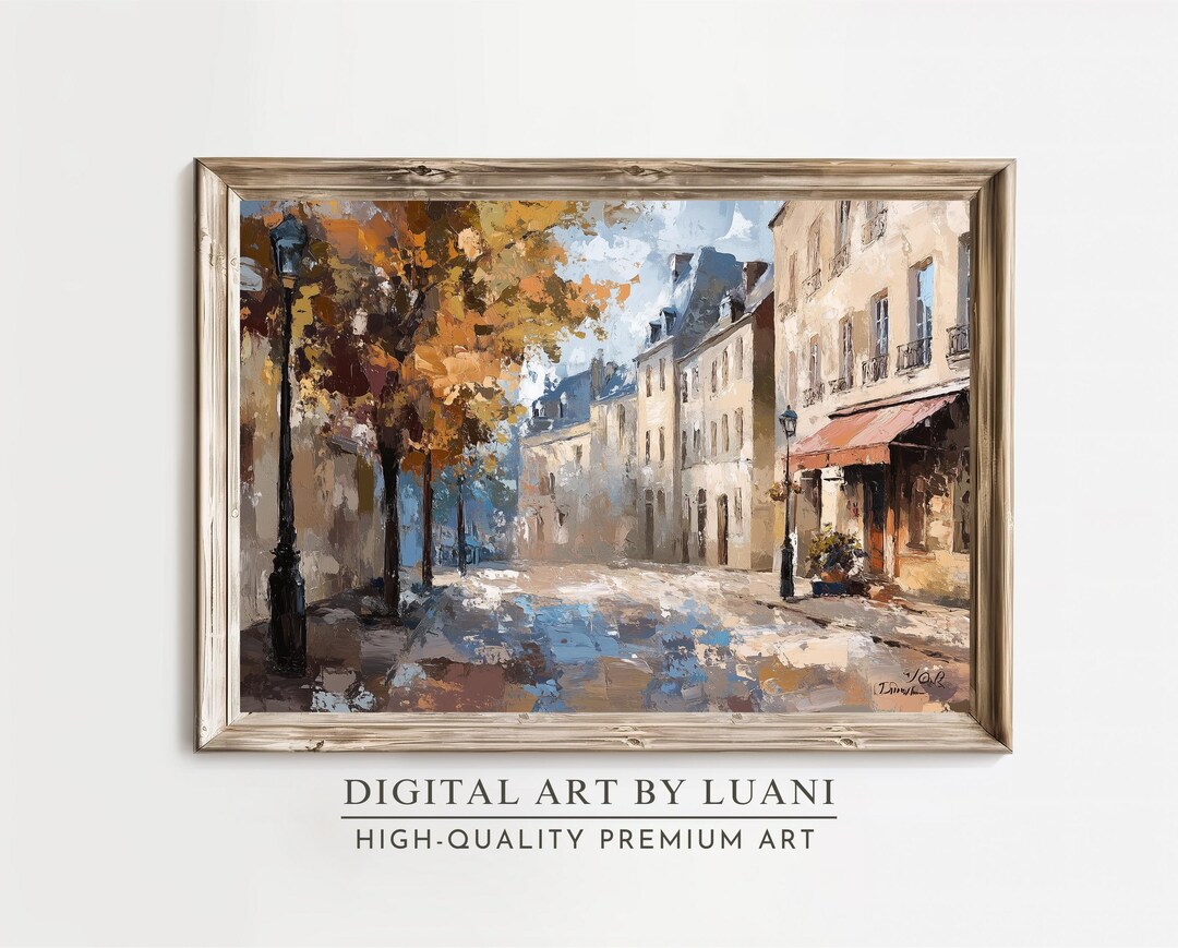 French Street Scene Painting: Autumn Cityscape Art (digital Download ...