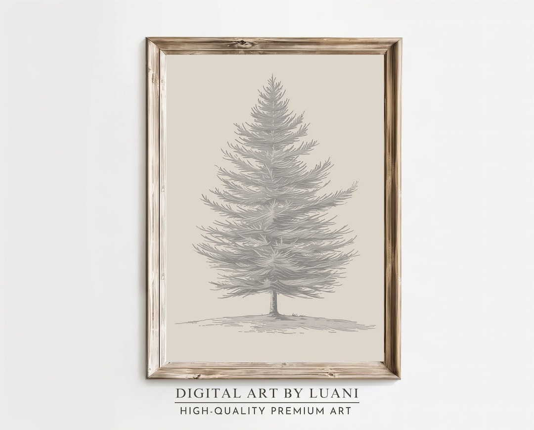 Pine Tree Drawing Original Art Charcoal Sketch Forest Art Print ...